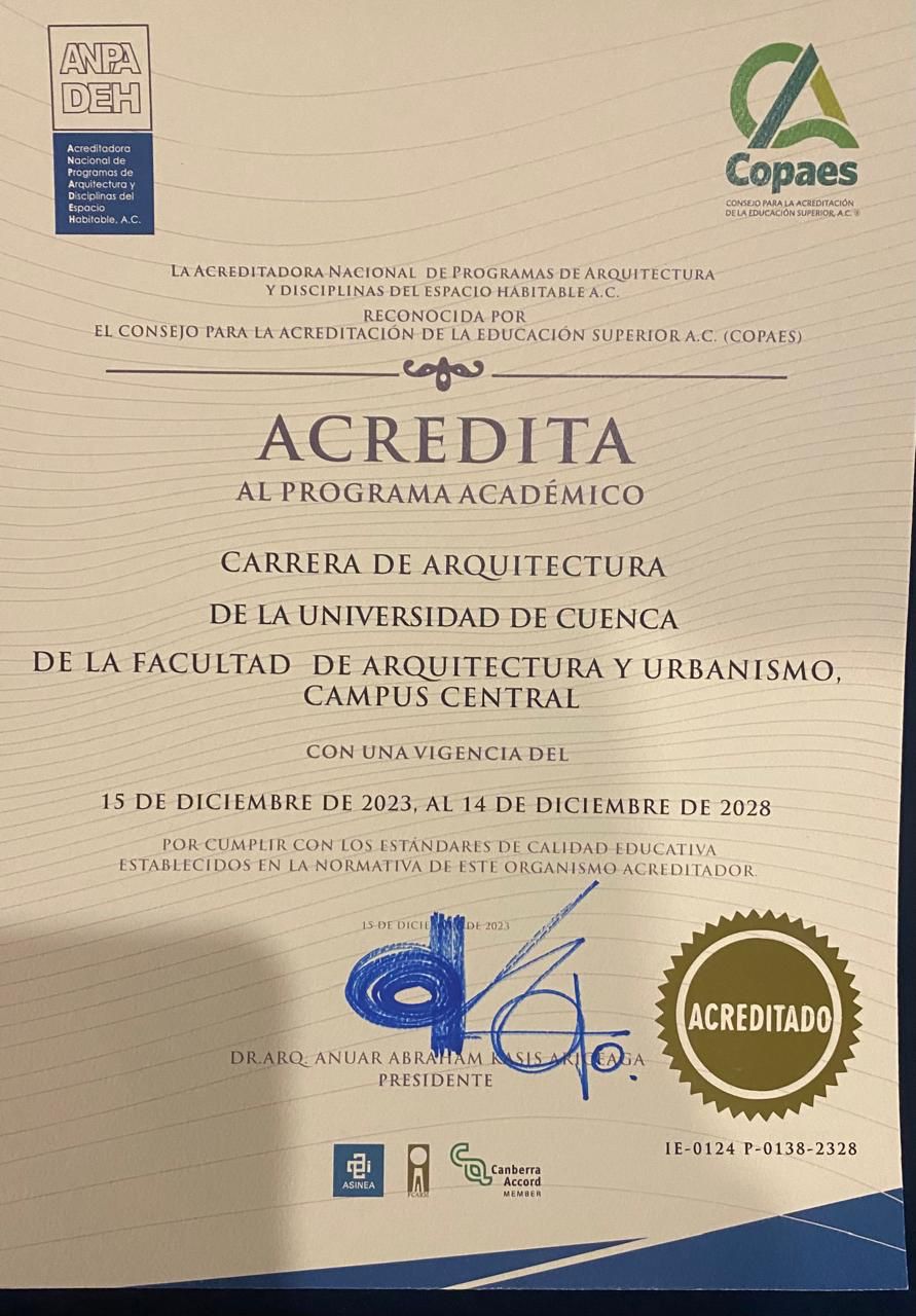 En México, la Facultad de Arquitectura y Urbanismo recibió certificado de la acreditación ...